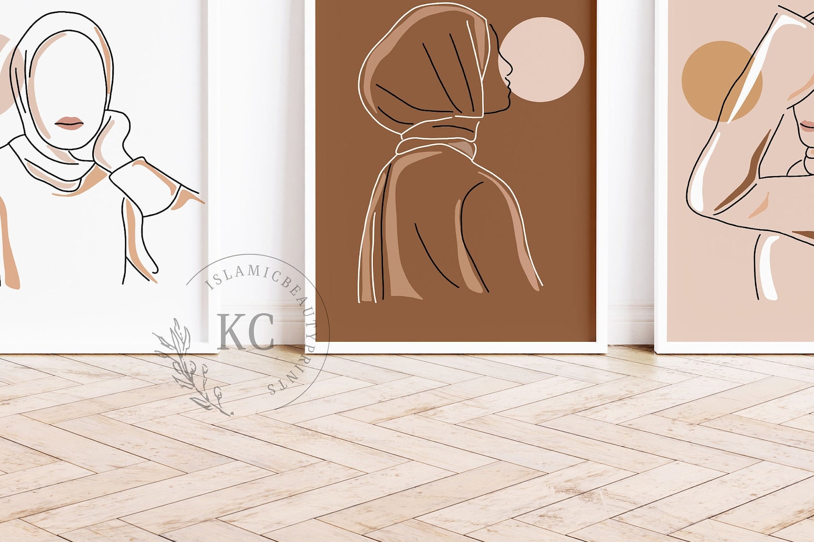 Hijabi Line Art Set of 3 Minimalist Illustration Islamic - Etsy