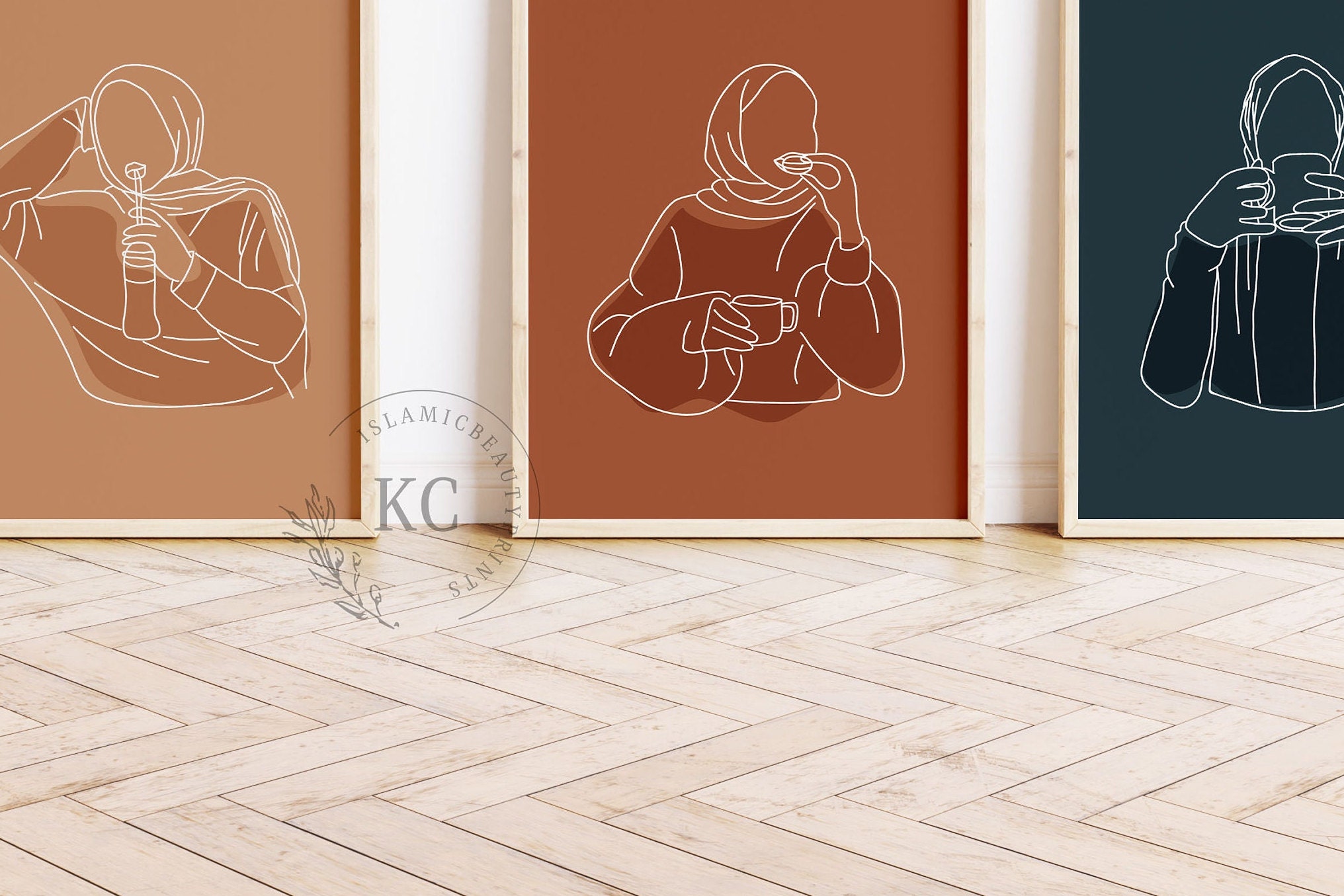 Hijabi Line Art Set of 3 Minimalist Illustration Islamic - Etsy Australia