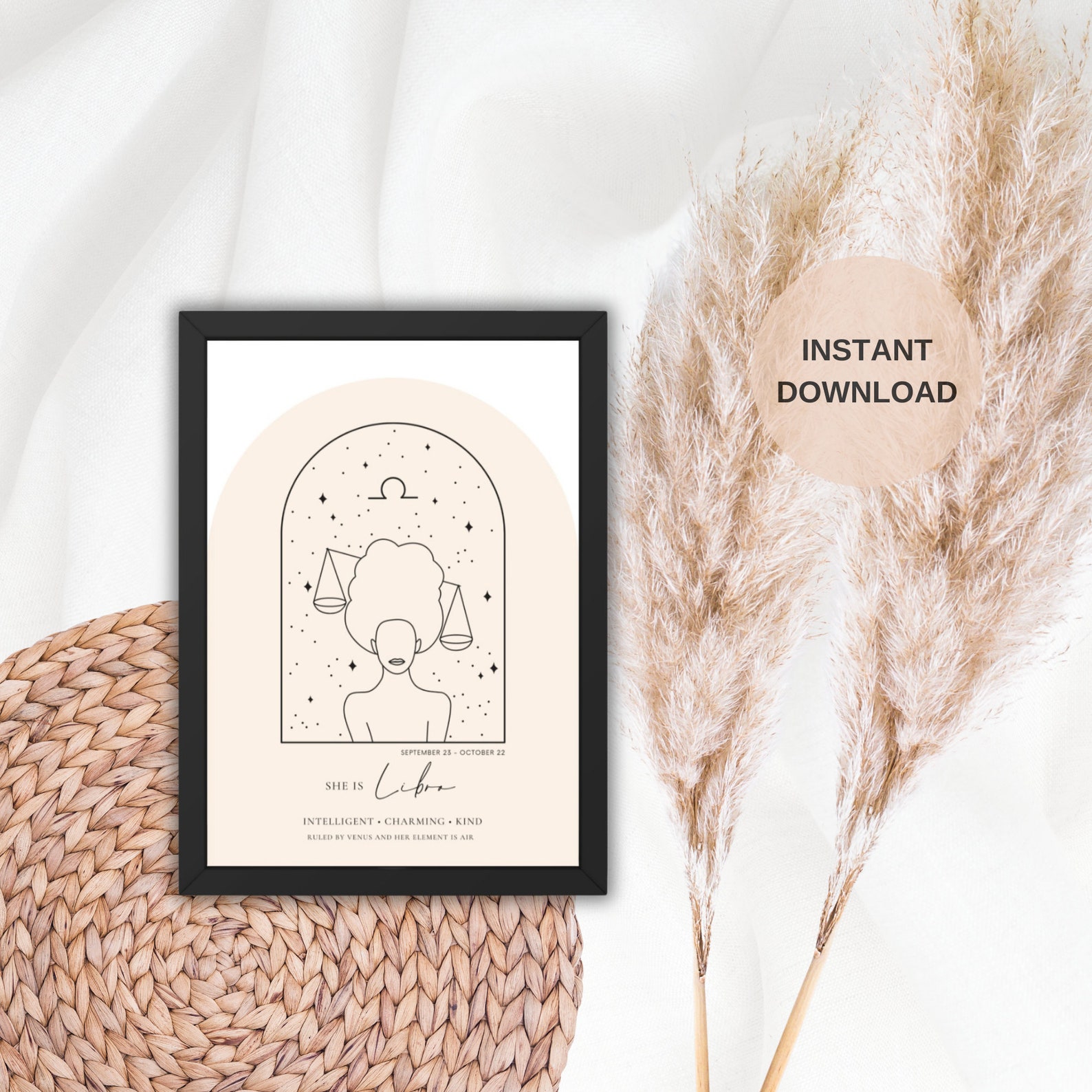 Libra Zodiac Print -printable Digital Copy, Instant Download, Zodiac ...