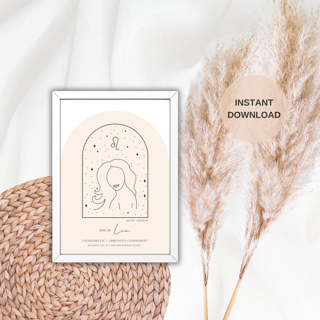 Leo Zodiac Print -printable Digital Copy, Instant Download, Zodiac ...