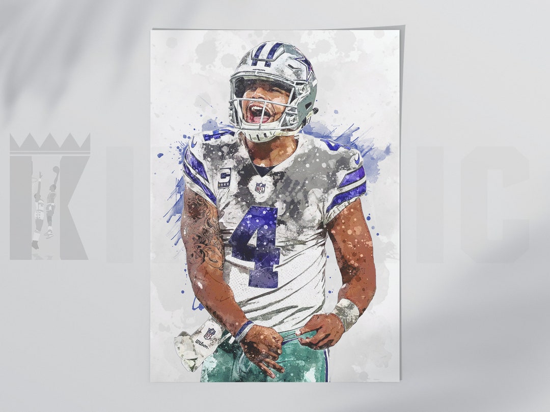 Dak Prescott Dallas Cowboys Poster/canvas Print, Watercolor Painting ...