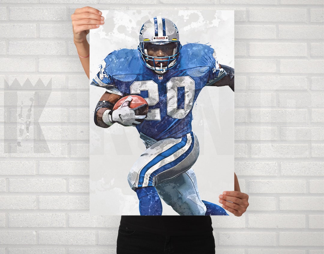 Barry Sanders Poster/canvas Print, Detroit Lions Watercolor Painting ...