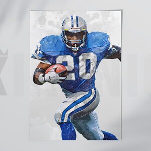 Barry Sanders Poster/canvas Print, Detroit Lions Watercolor Painting ...