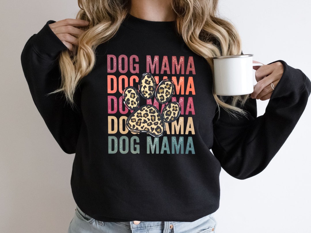 Dod Mama Crewneck Sweater, Dog Paw Print Sweatshirt, Leopard Print ...