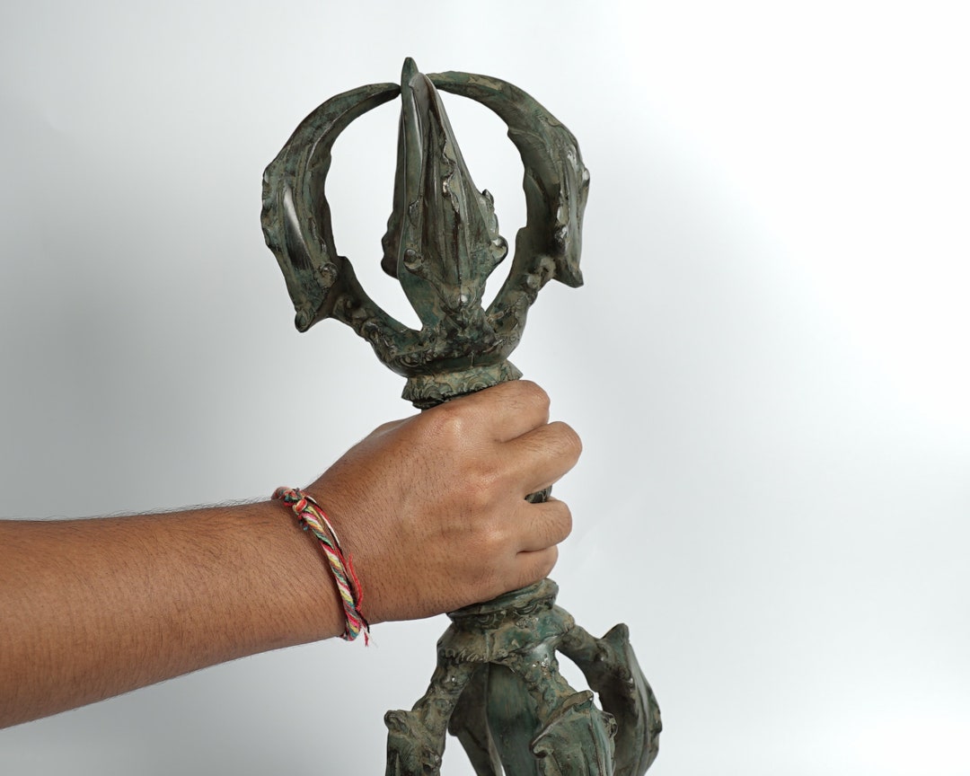 Vajra Thunderbolt Dorje Bronze, 15" Hindu Artifacts, Bajra Brass ...