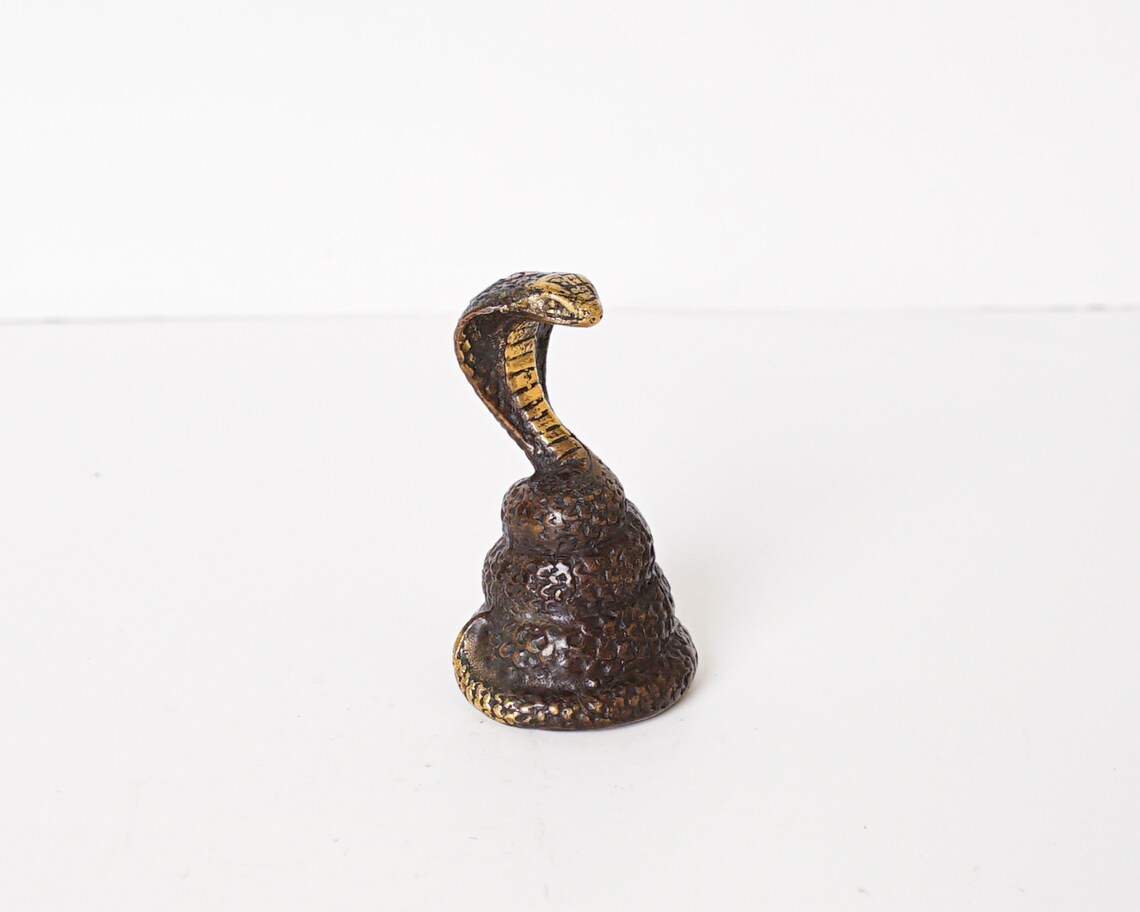 Bronze King Cobra Statue 3 Figurine Hunting Snake - Etsy