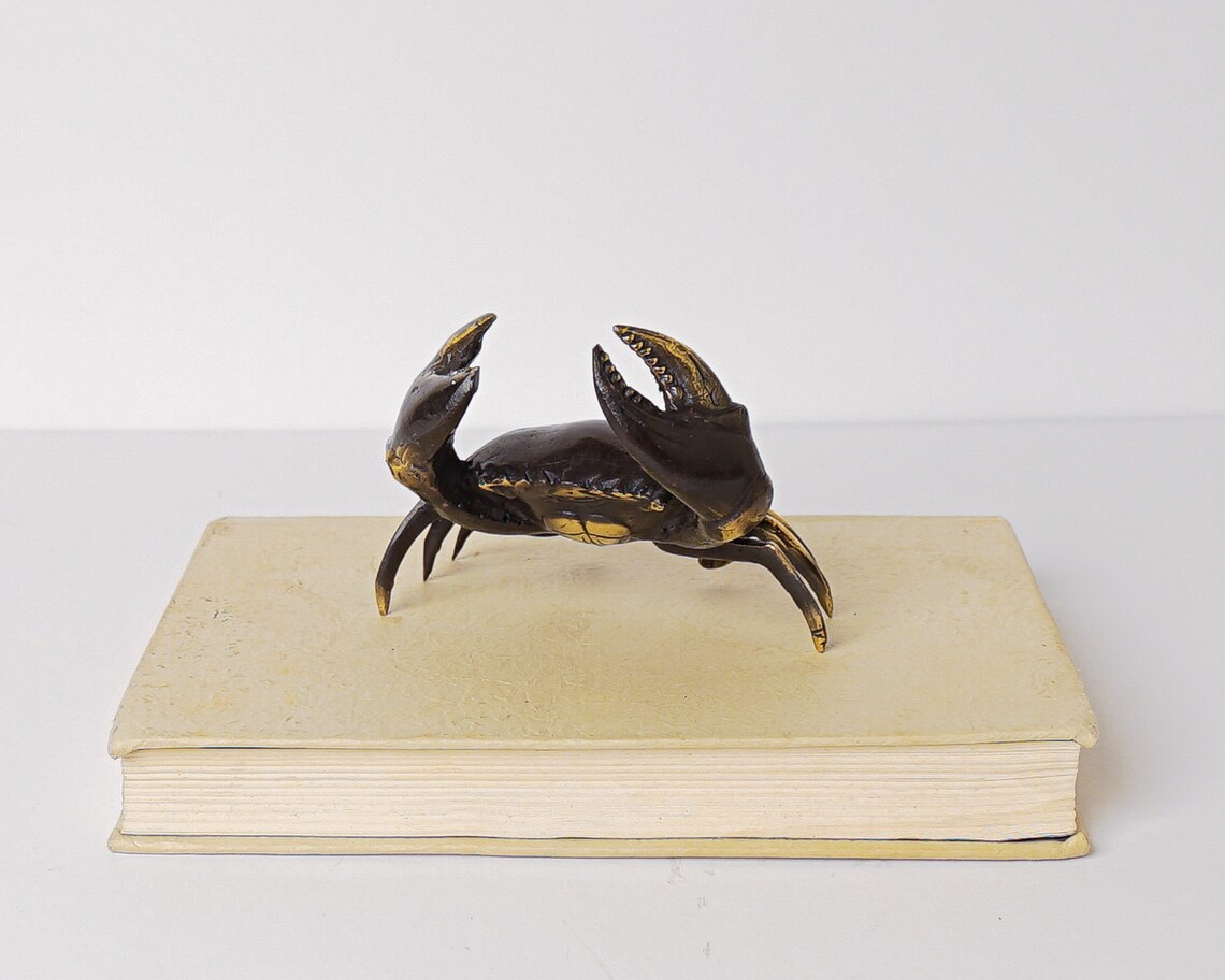 Bronze Crab Statue 3 Animal Figurine Ocean Handmade | Etsy