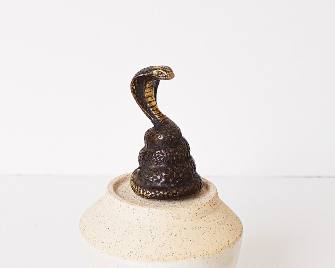 Bronze King Cobra Statue, 3" Figurine, Hunting Snake, Animal Statue ...