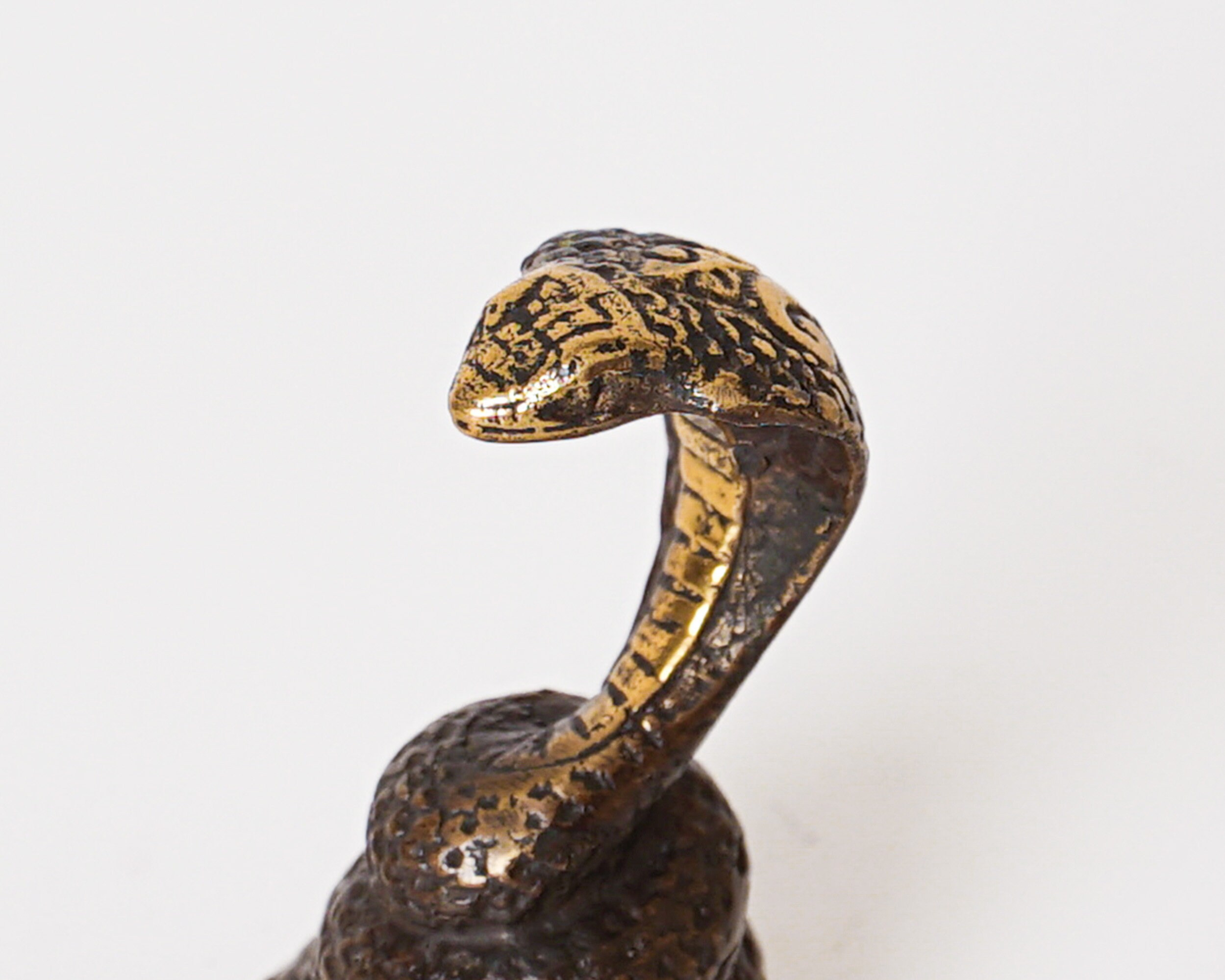 Bronze King Cobra Statue 3 Figurine Hunting Snake - Etsy