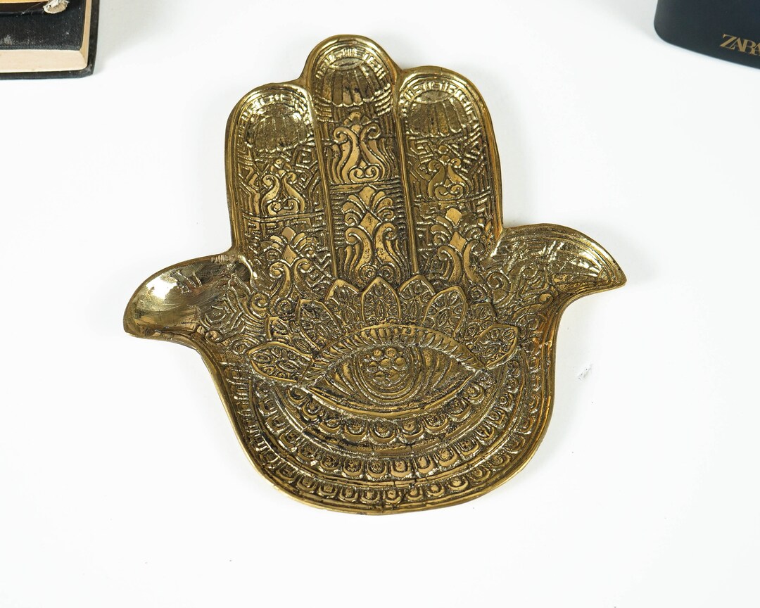 Hamsa Hand Sign Bronze Tray, Make up Organizer, Skin Care Organizer ...