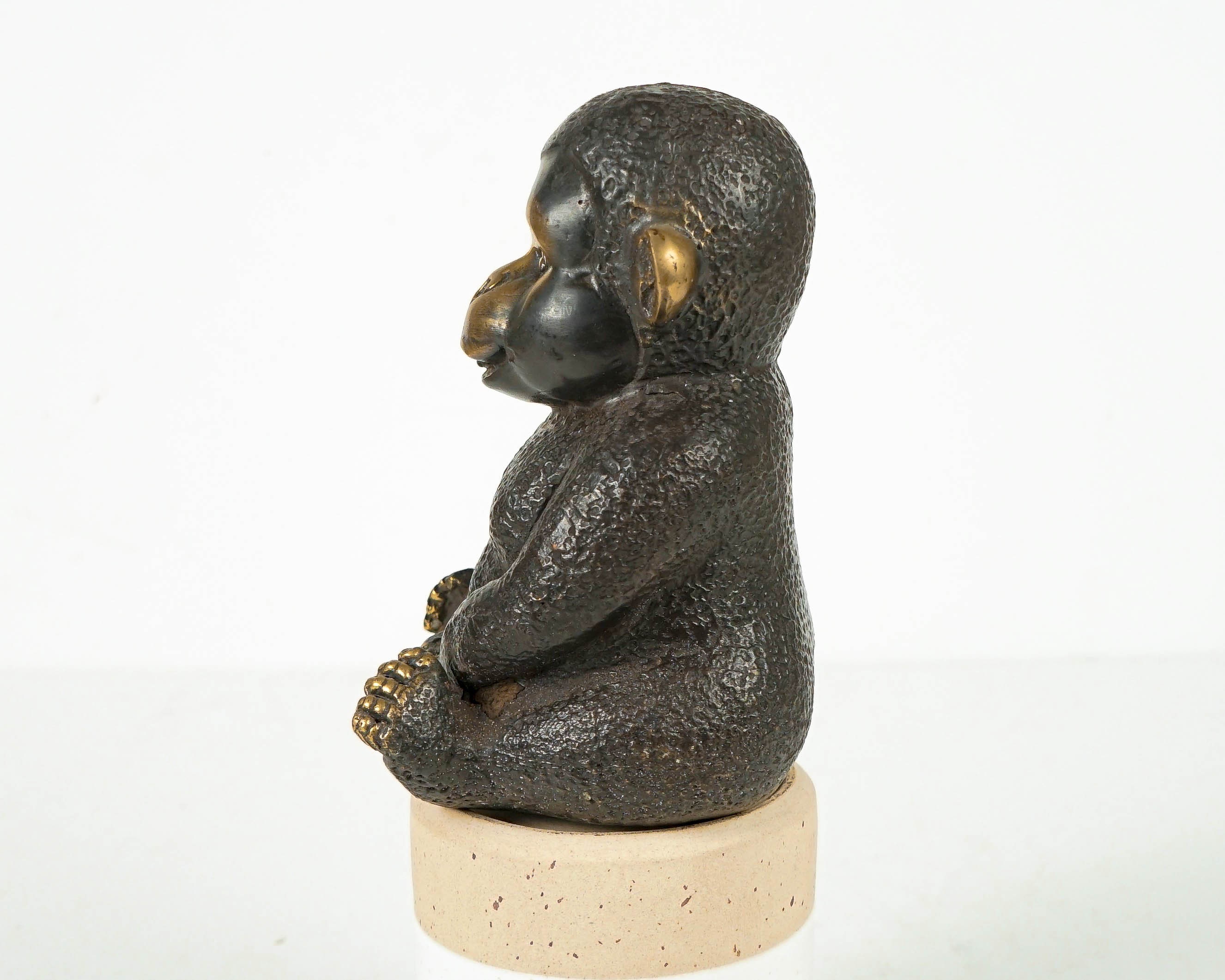 Sitting Monkey Statue 4.6 Art Bronze Animal | Etsy