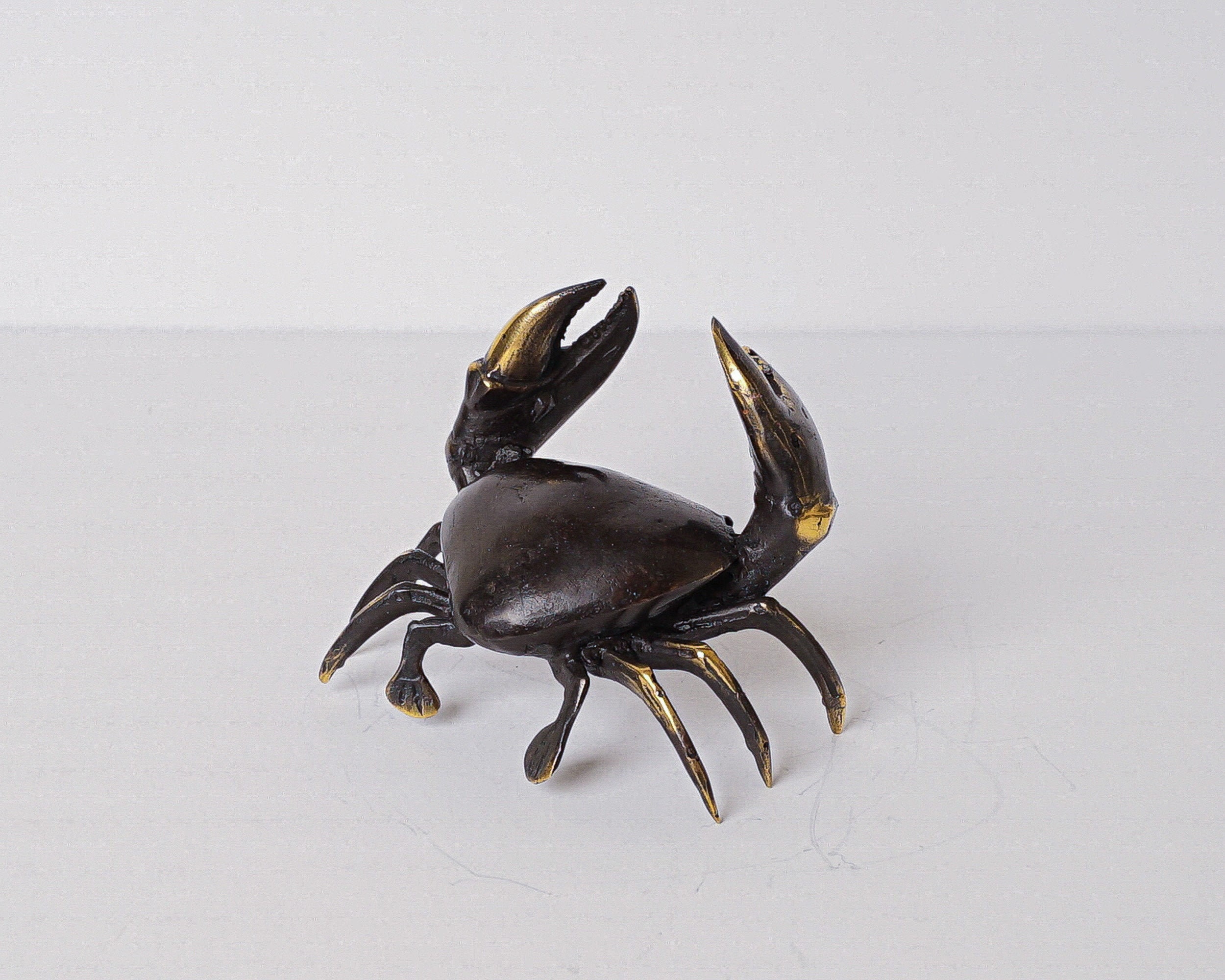 Bronze Crab Statue 3 Animal Figurine Ocean Handmade | Etsy