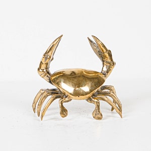 Bronze Crab Statue, 3.7" Animal Figurine, Ocean, Handmade, Office Decor ...