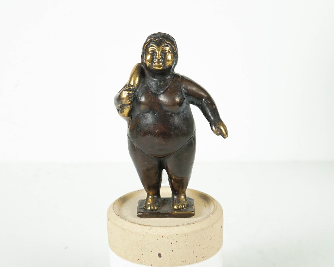 Bronze Woman With Swim Ring Sculpture, Body Positivity Figurine, Woman ...