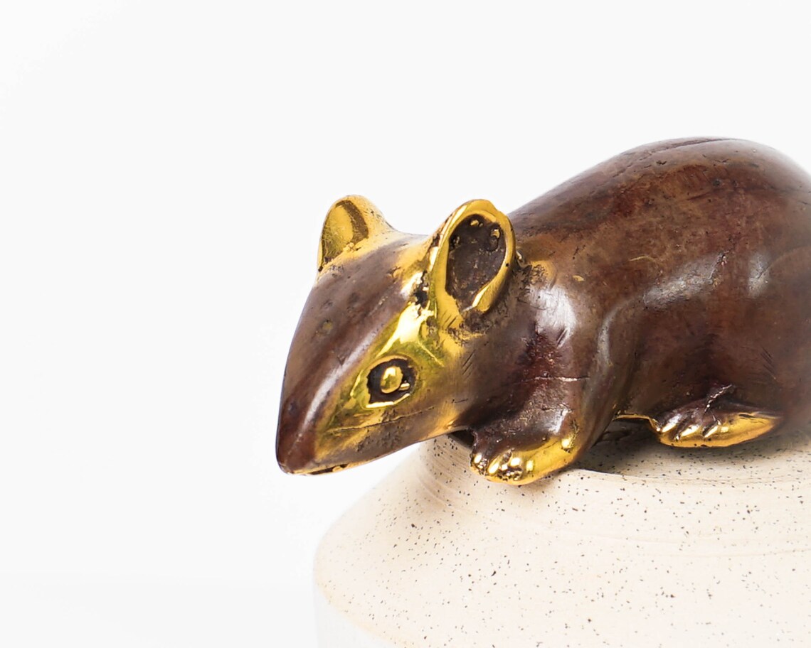 Bronze Mouse Figurine Animal Statue Brass Decor Animal | Etsy