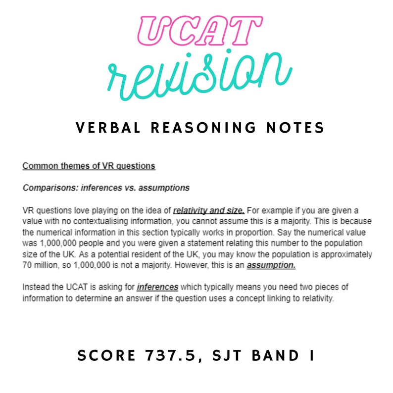 UCAT Verbal Reasoning Notes - Etsy