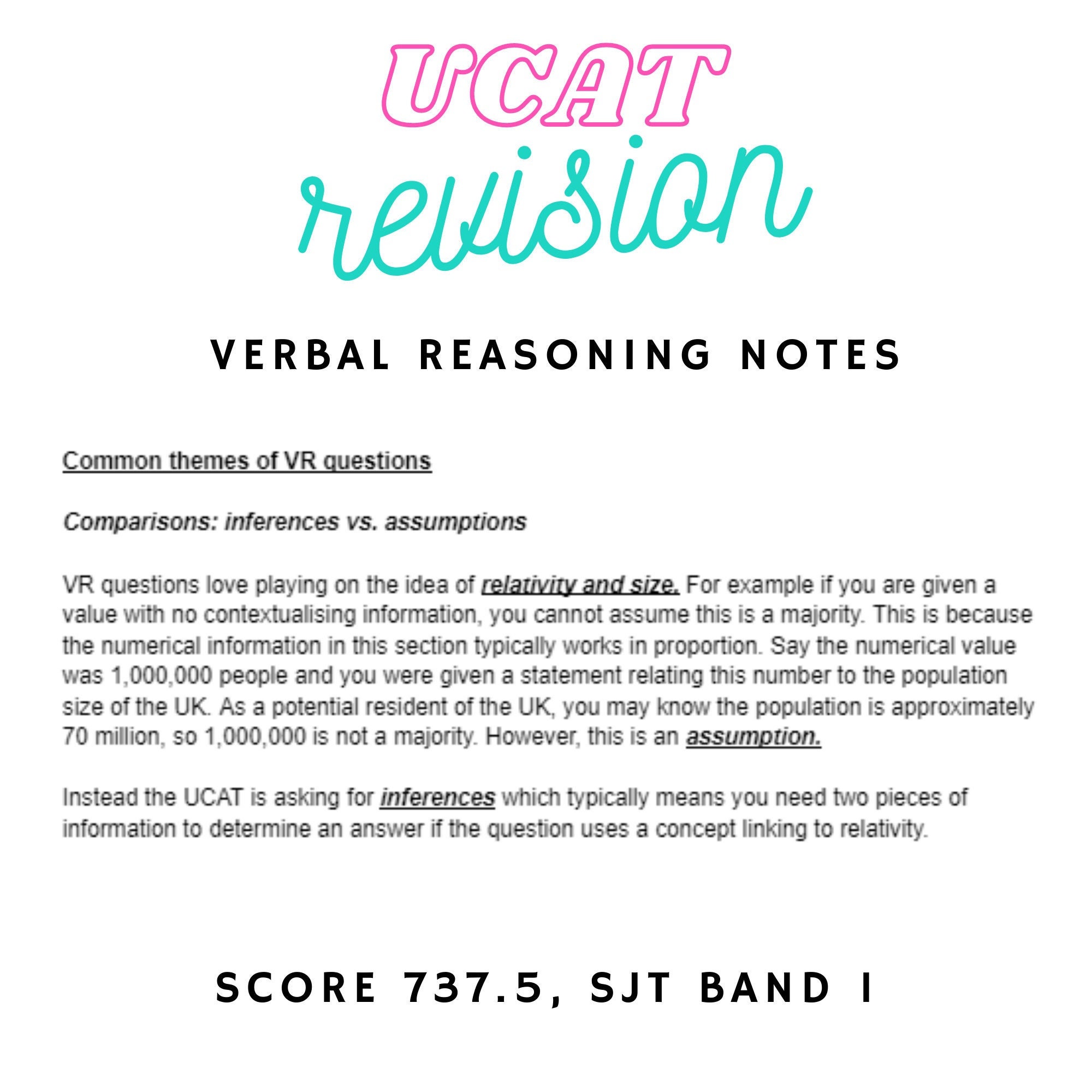 Office Office & School Supplies UCAT Verbal Reasoning Notes Home ...