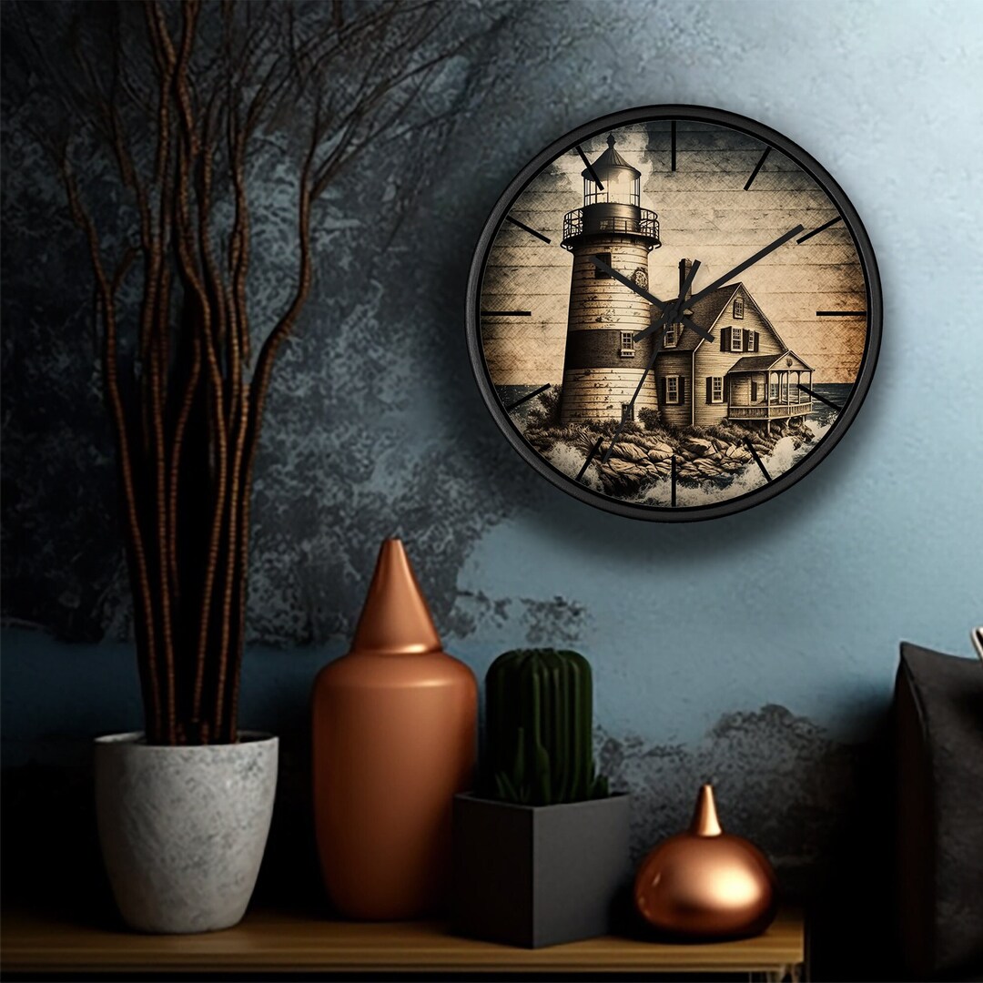 Lighthouse Retro-style Round Wall Clock A Nostalgic Addition to Your ...