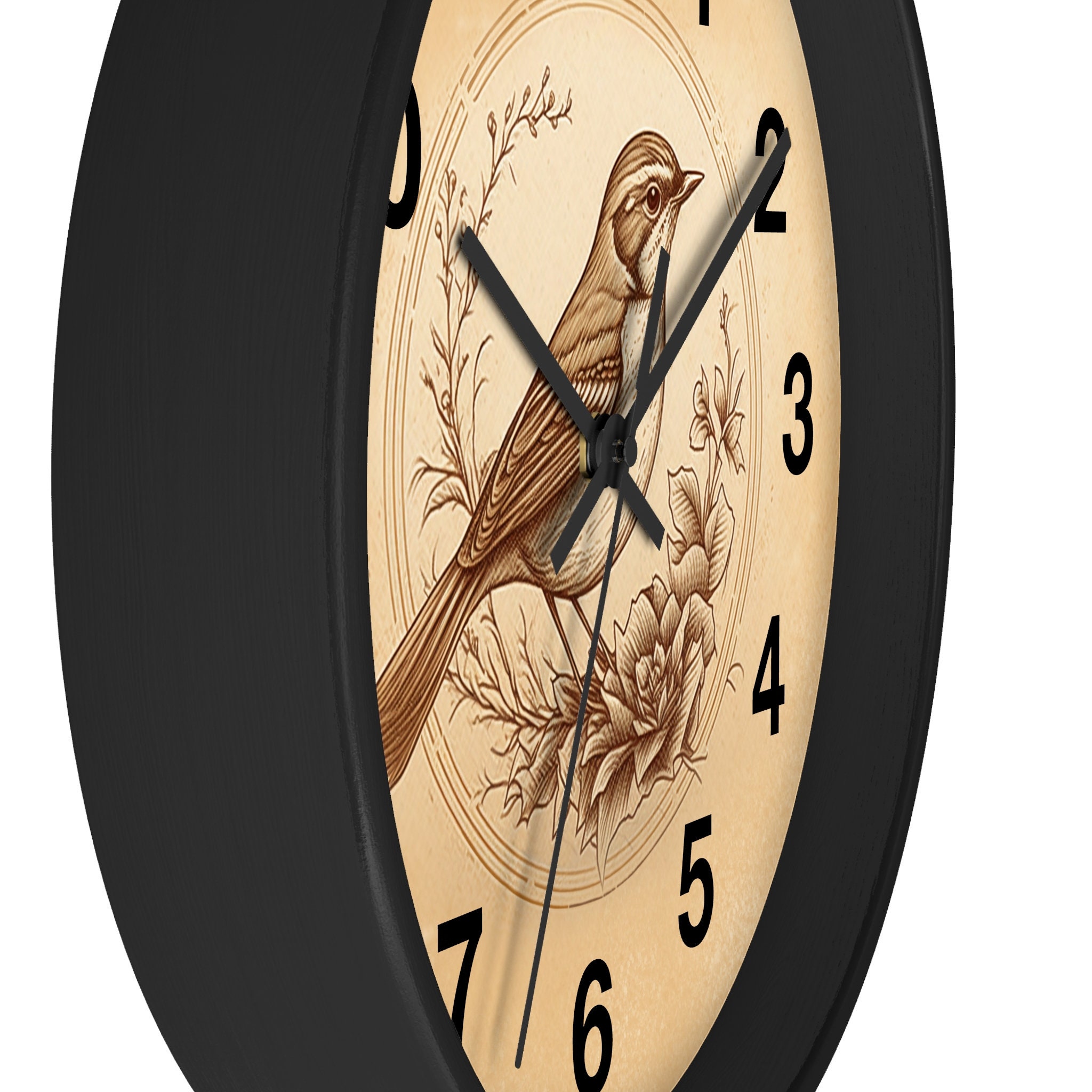 Bird Vintage Style Round Wall Clock Antique Style Decor. Black Wall ...