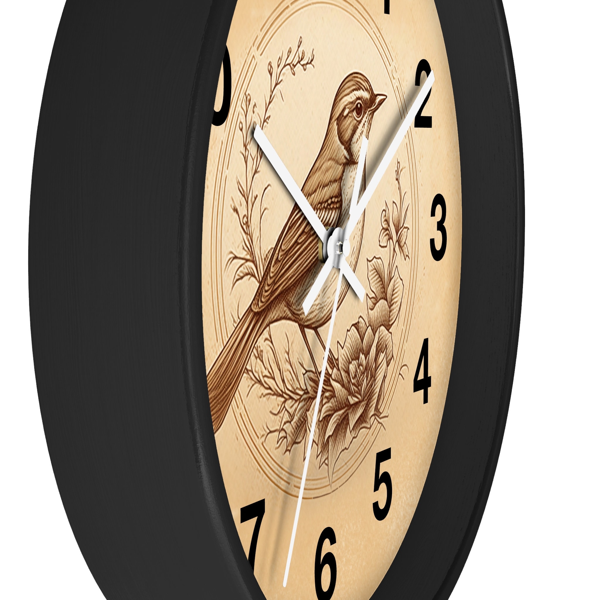 Bird Vintage Style Round Wall Clock Antique Style Decor. Black Wall ...