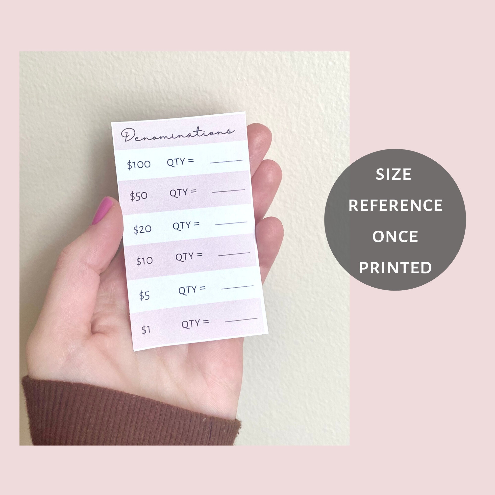 Bill Denomination Cash Breakdown Sheet for Bank Teller DIGITAL DOWNLOAD ...