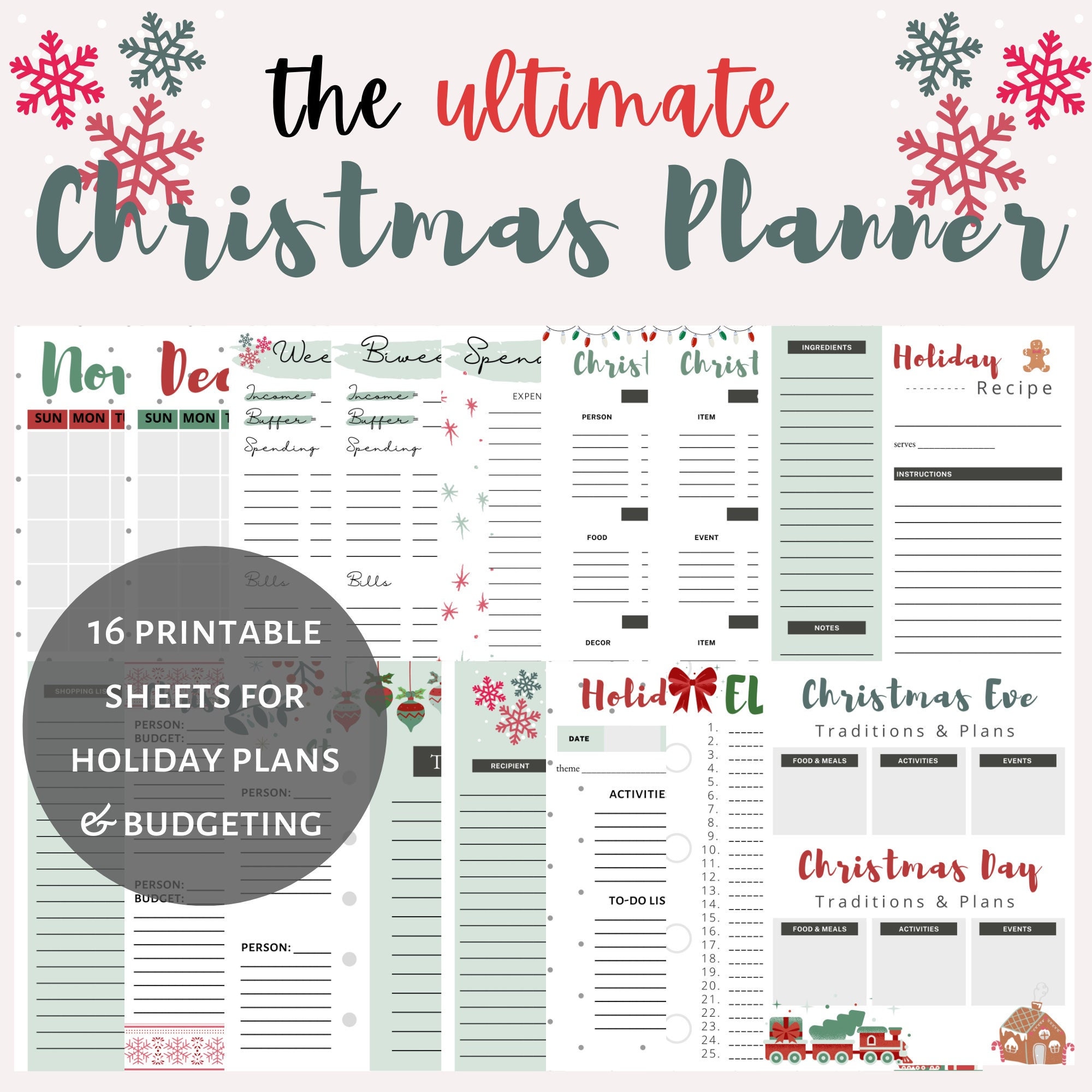 The Ultimate Christmas Planner & Budget Red/green 15 - Etsy