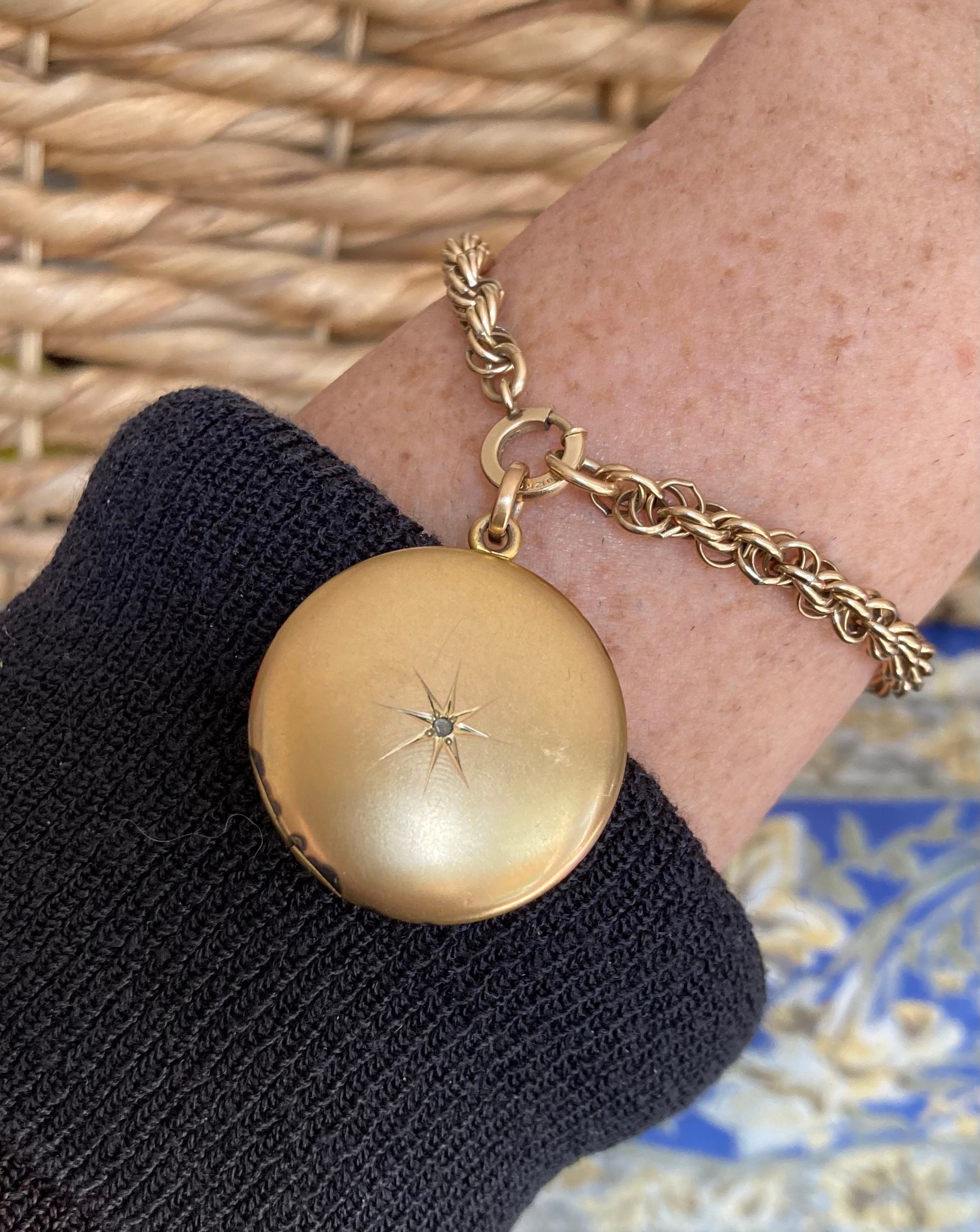 Antique W&M Gold Shell Locket With Star Set, Rose Cut Stone - Etsy