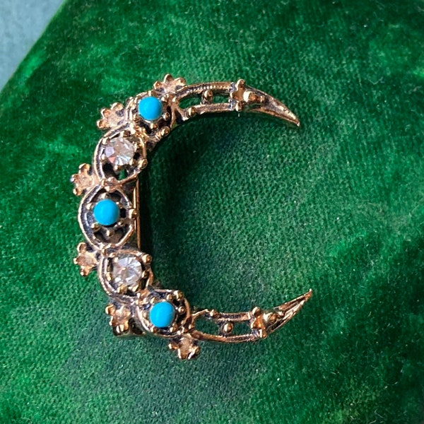 Crescent Moon Brooch - Etsy