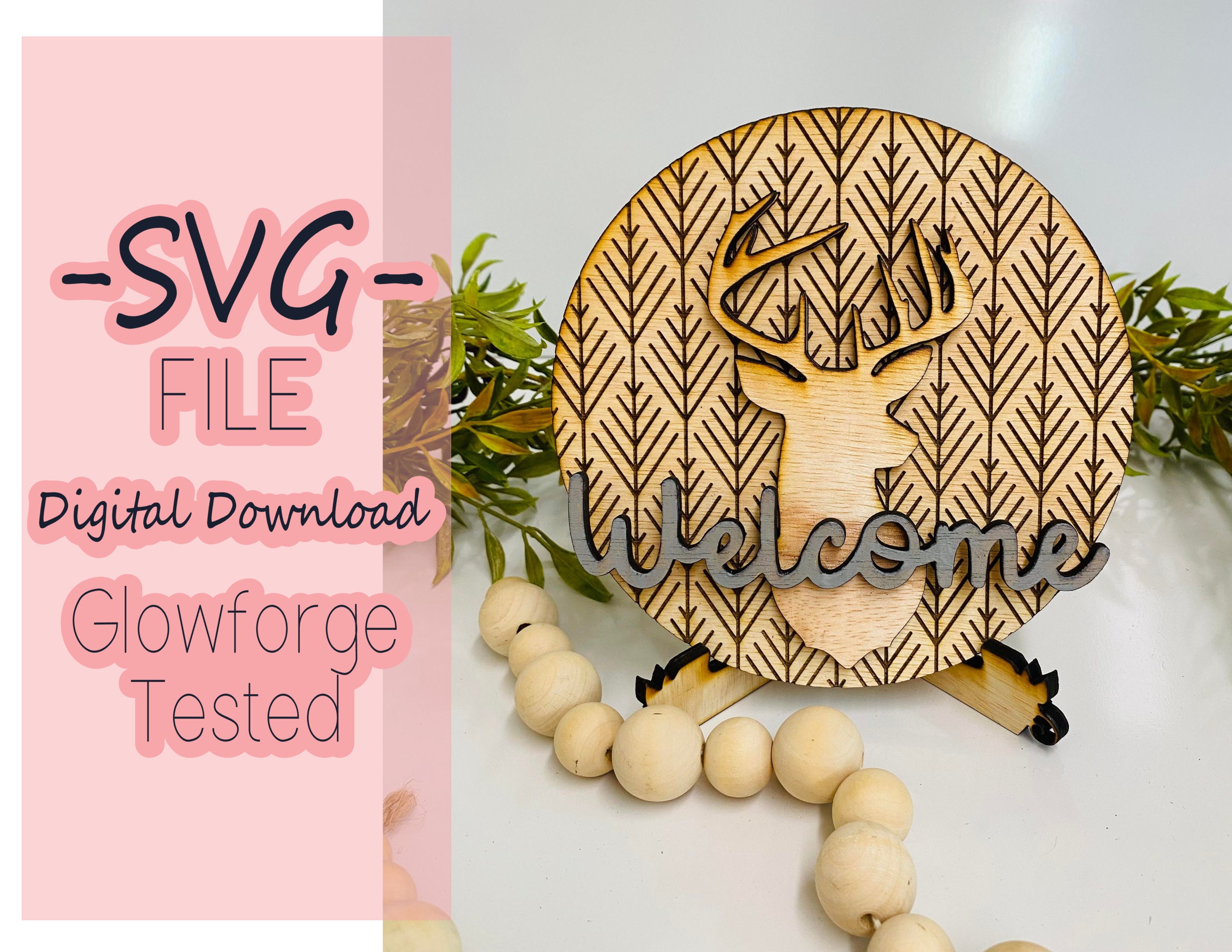 Deer Welcome Sign Digital Download SVG Glowforge Cut - Etsy