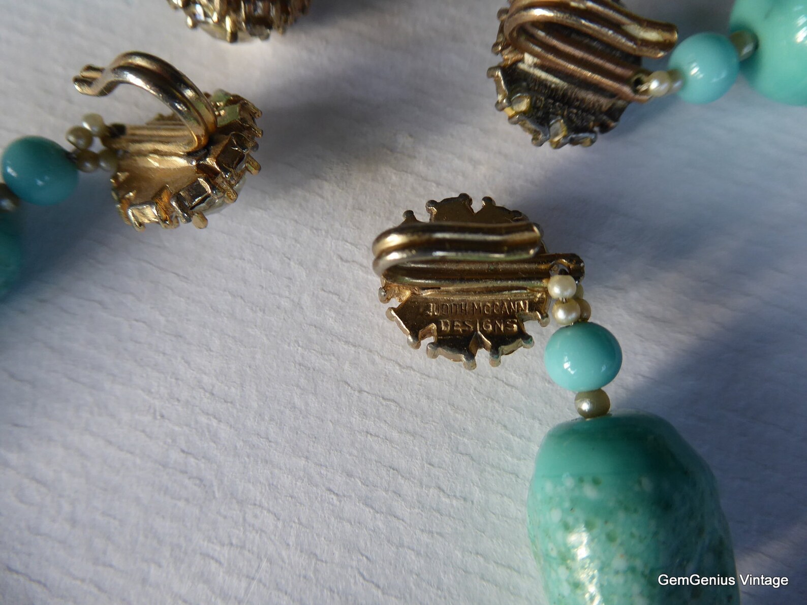 Judith Mccann Turquoise and Rhinestone Necklace and Bracelet Set - Etsy