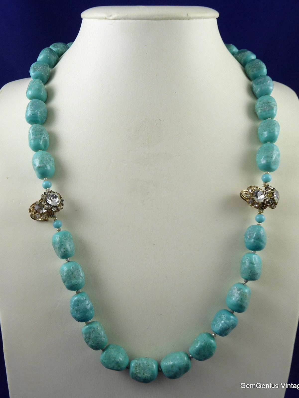 Judith Mccann Turquoise and Rhinestone Necklace and Bracelet Set - Etsy