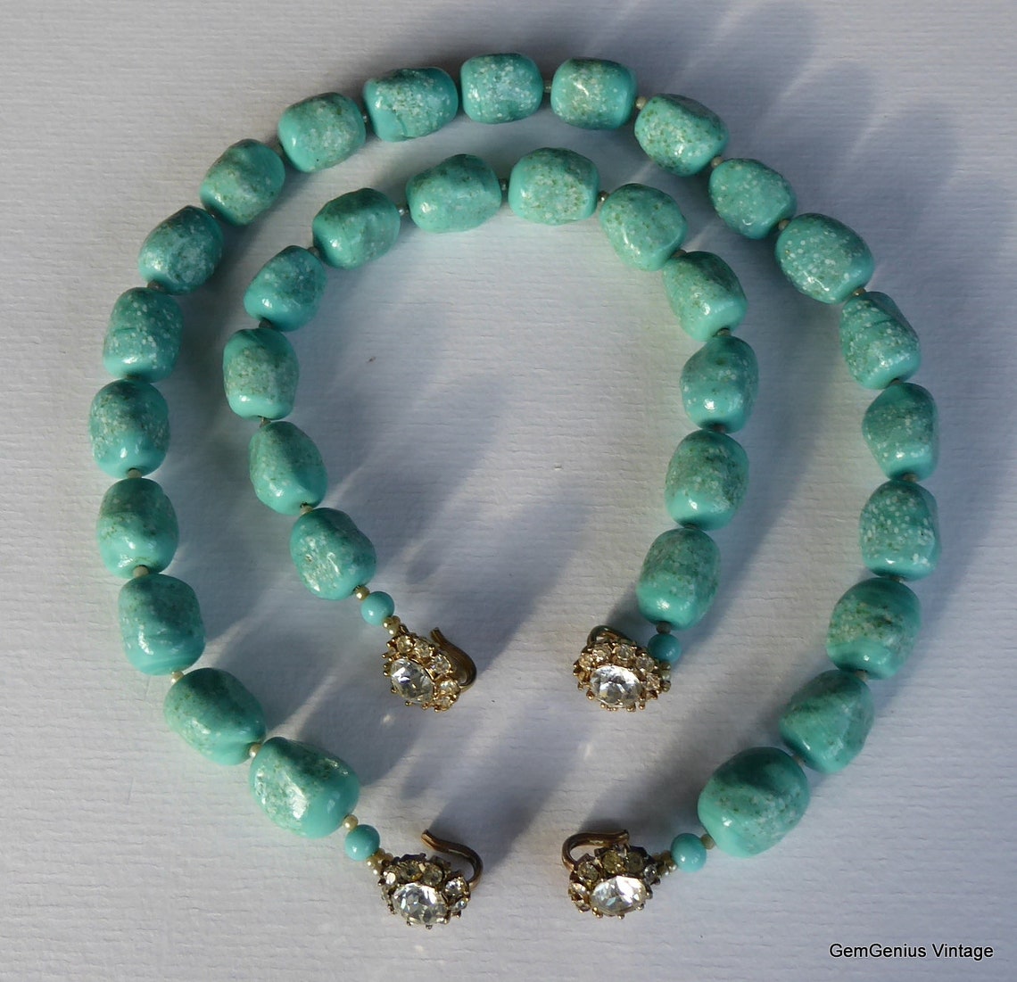 Judith Mccann Turquoise and Rhinestone Necklace and Bracelet Set - Etsy