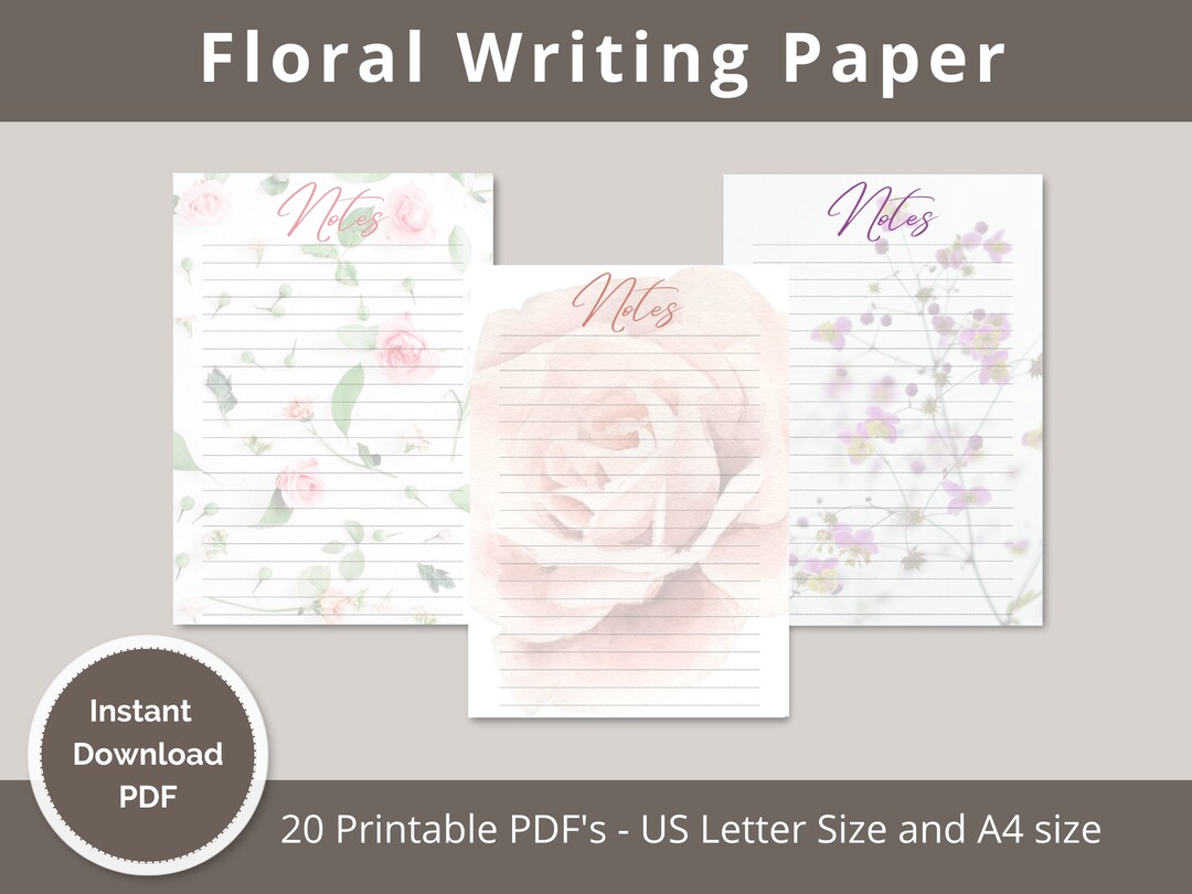 Floral Printable Writing Paper, Floral Printable Lined Paper, Floral ...