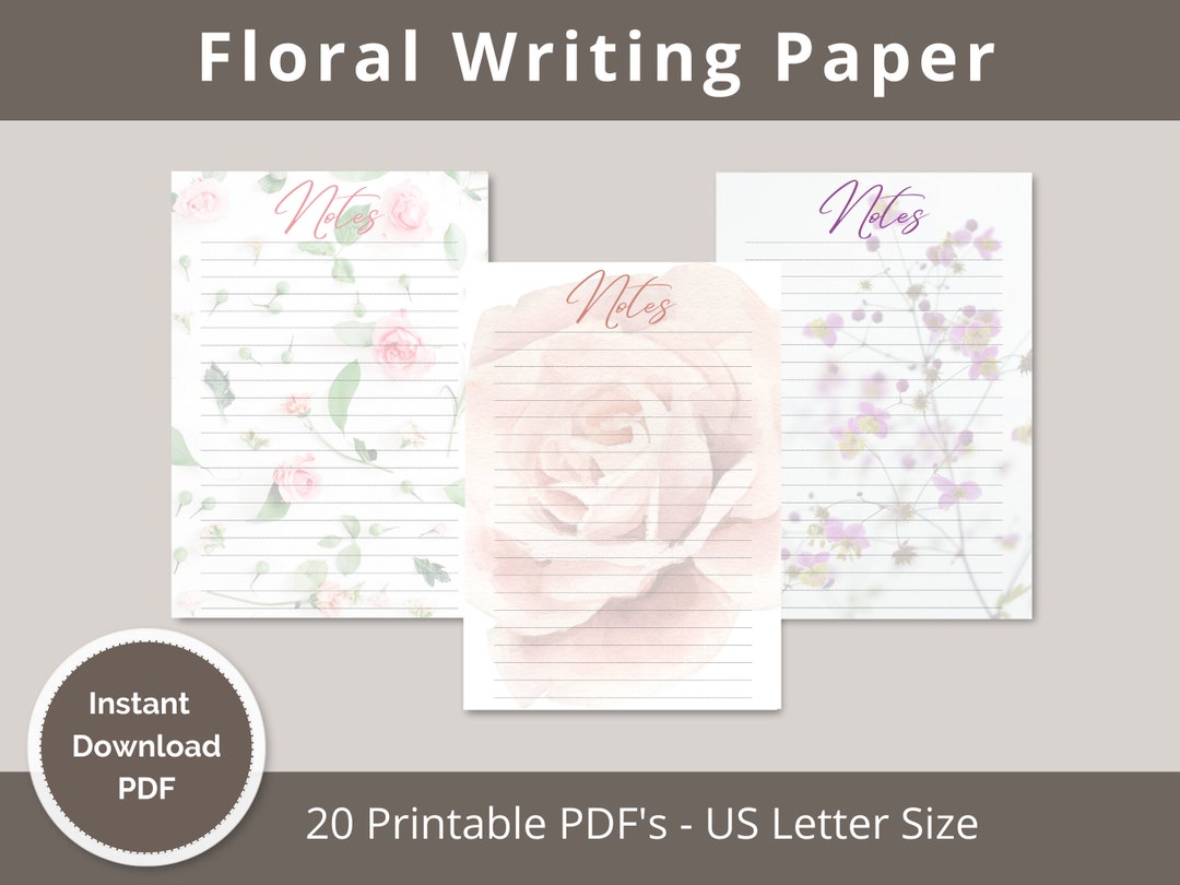 Floral Printable Writing Paper Floral Printable Lined Paper - Etsy