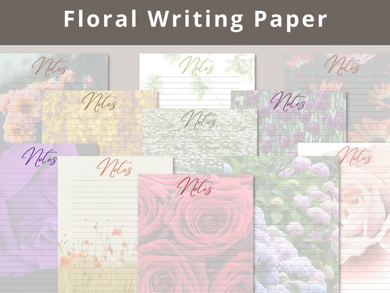 Floral Printable Writing Paper, Floral Printable Lined Paper, Floral ...