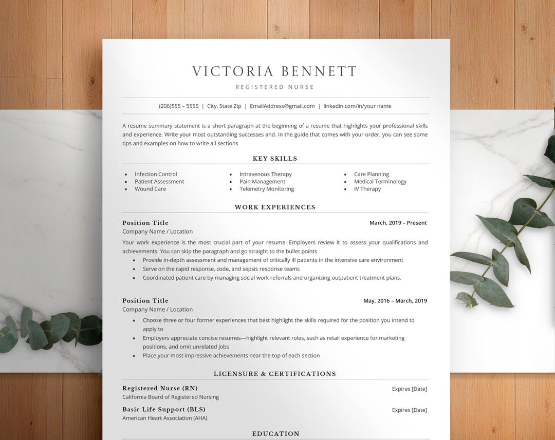 Ats-friendly Nursing Resume Template | Registered Nurse Resume | Modern ...