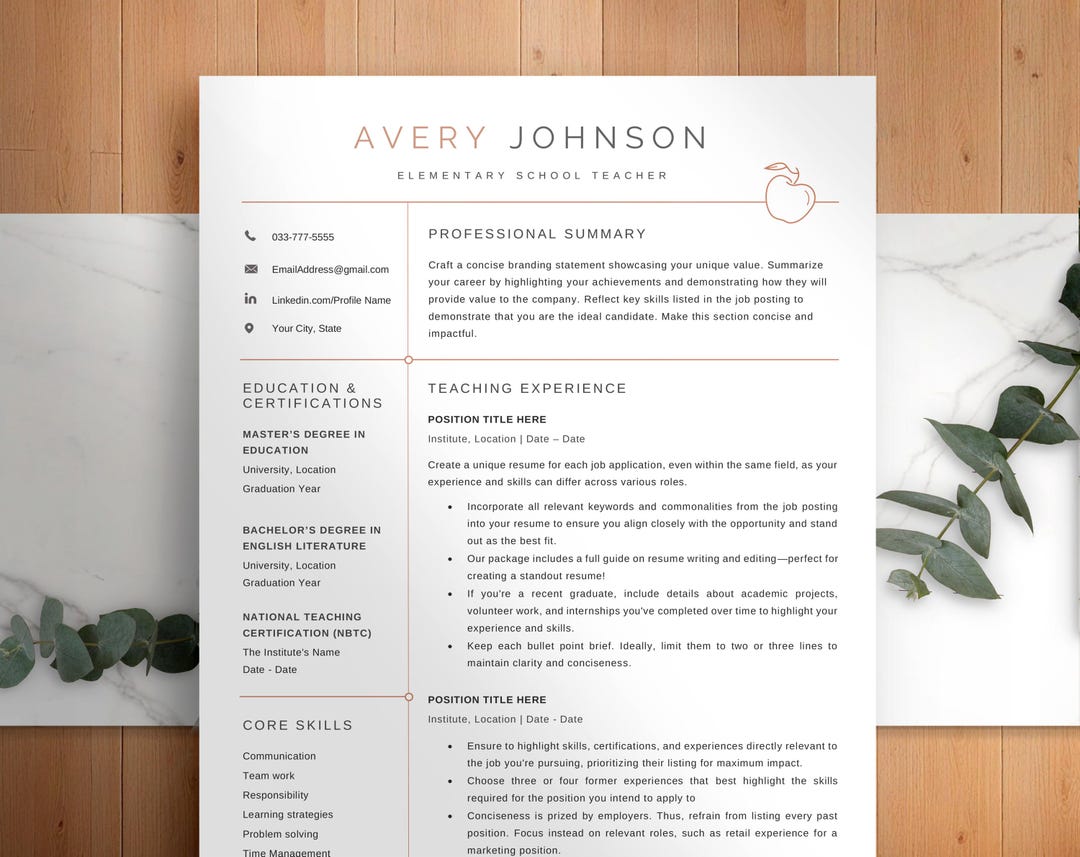 2025 Teacher Resume Template MS Word & Google Docs | High School ...