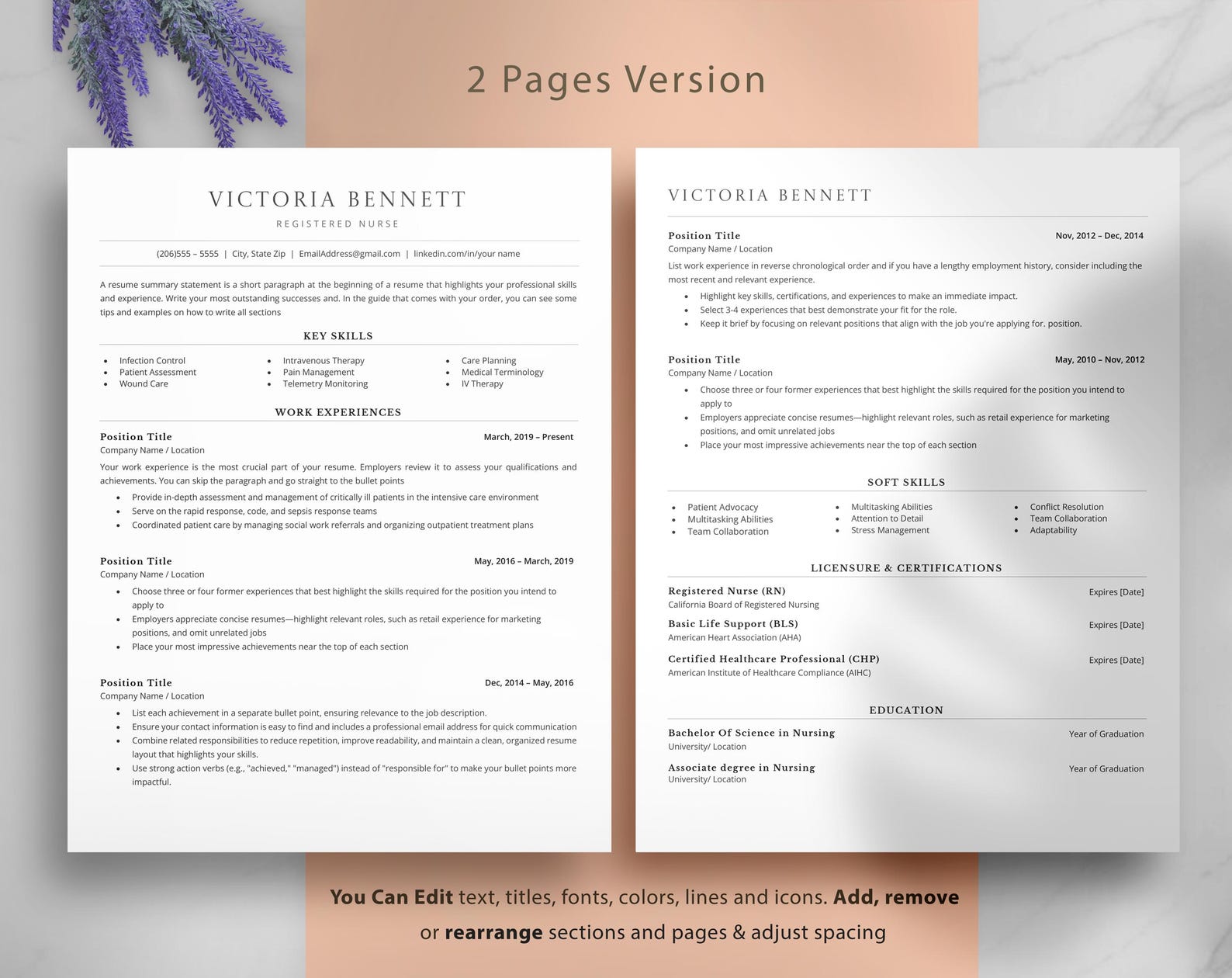 Ats-friendly Nursing Resume Template | Registered Nurse RN Resume ...