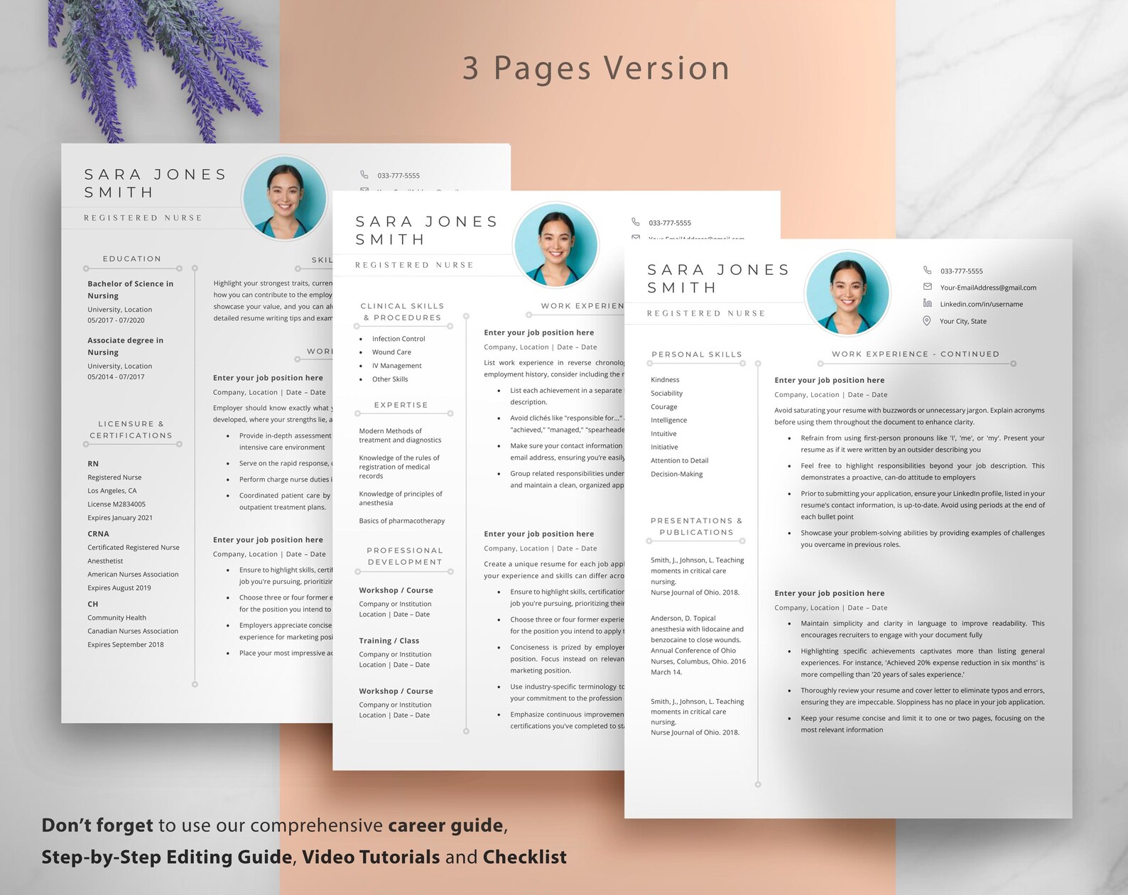 Registered Nurse Resume Template, RN CNA New Grad Nursing CV, Google ...