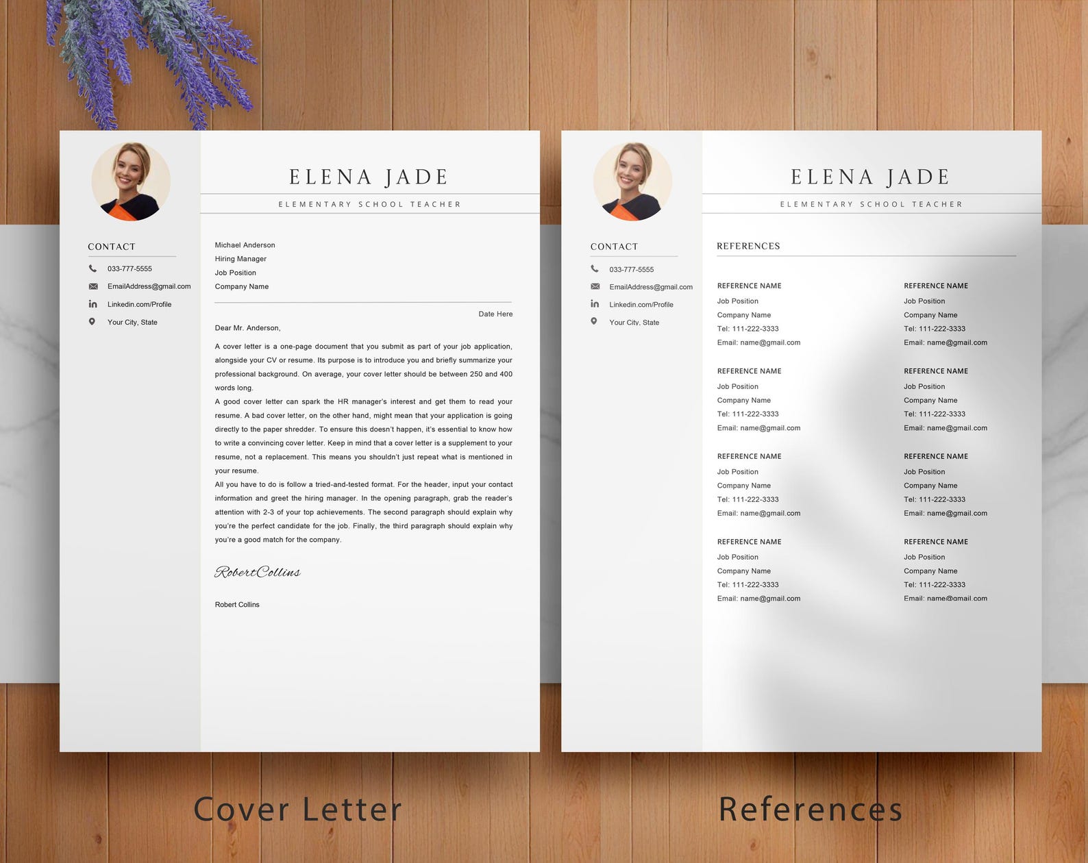 Teacher Resume Template Google Docs and MS Word | Elementary High ...