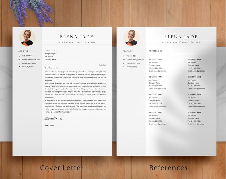 Teacher Resume Template Google Docs and MS Word | Elementary High ...