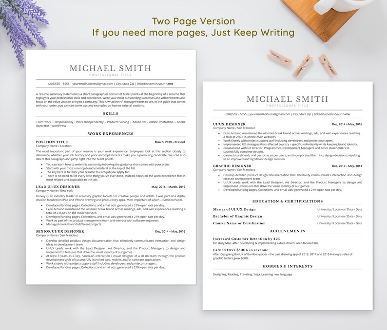 Plantilla de currículum vitae compatible con ATS para Word - Etsy México