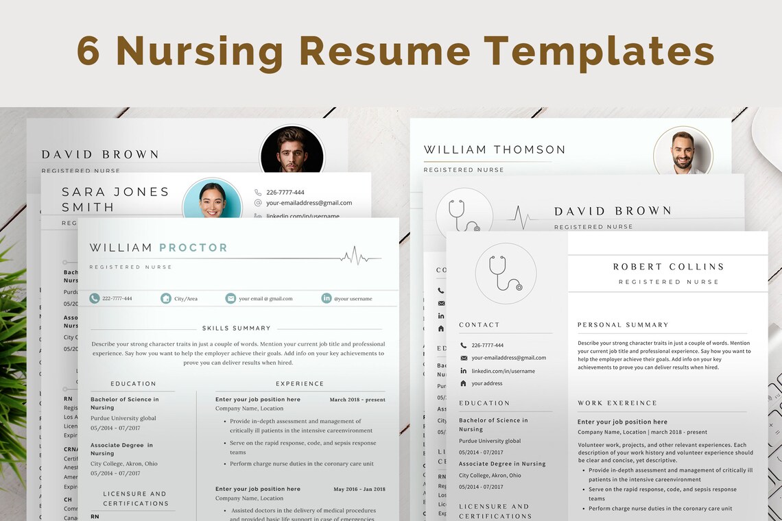 Pack of CV Template Medical, New Grad Nursing Resume, CV Template ...