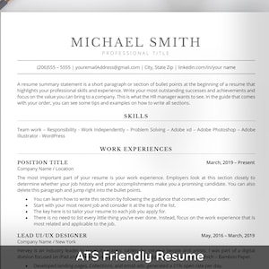 ATS Friendly Resume Template, Ats Compliant Resume, Microsoft Word ...