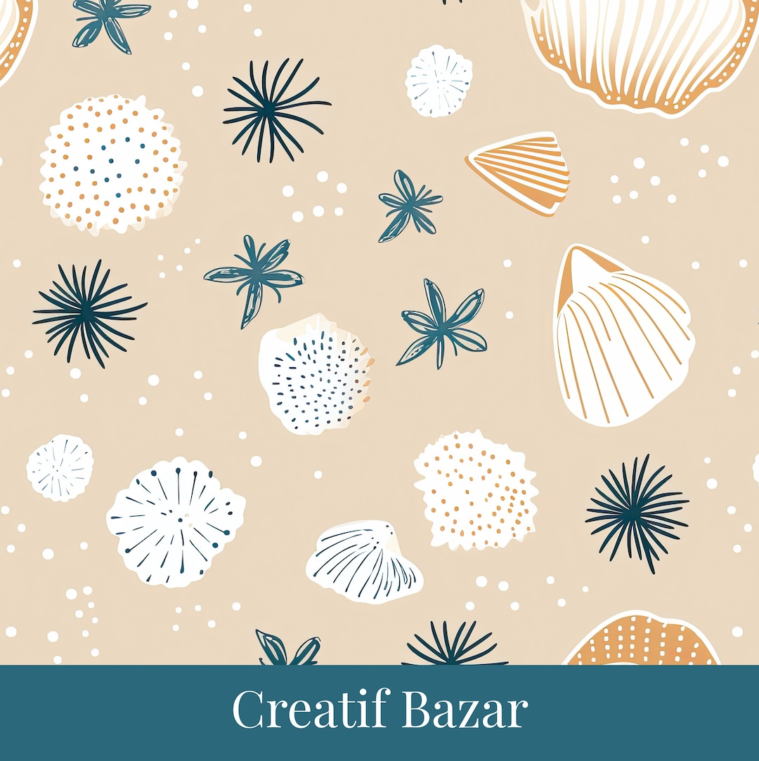 Shell Seamless Pattern, Sea Shell Seamless Pattern, Digital Tissue ...