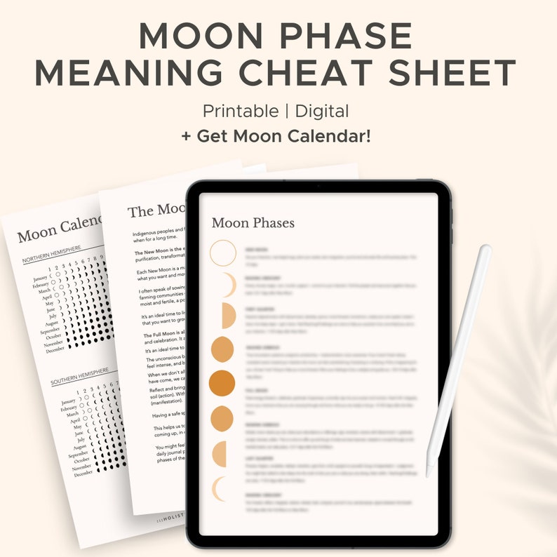 Moon Phase Meaning Cheat Sheet Printable Moon Phases Digital - Etsy France