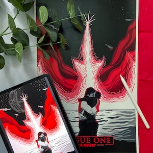 Star Wars Rogue One Poster Cassian Andor Wall Art Jyn Erso Fan Art ...