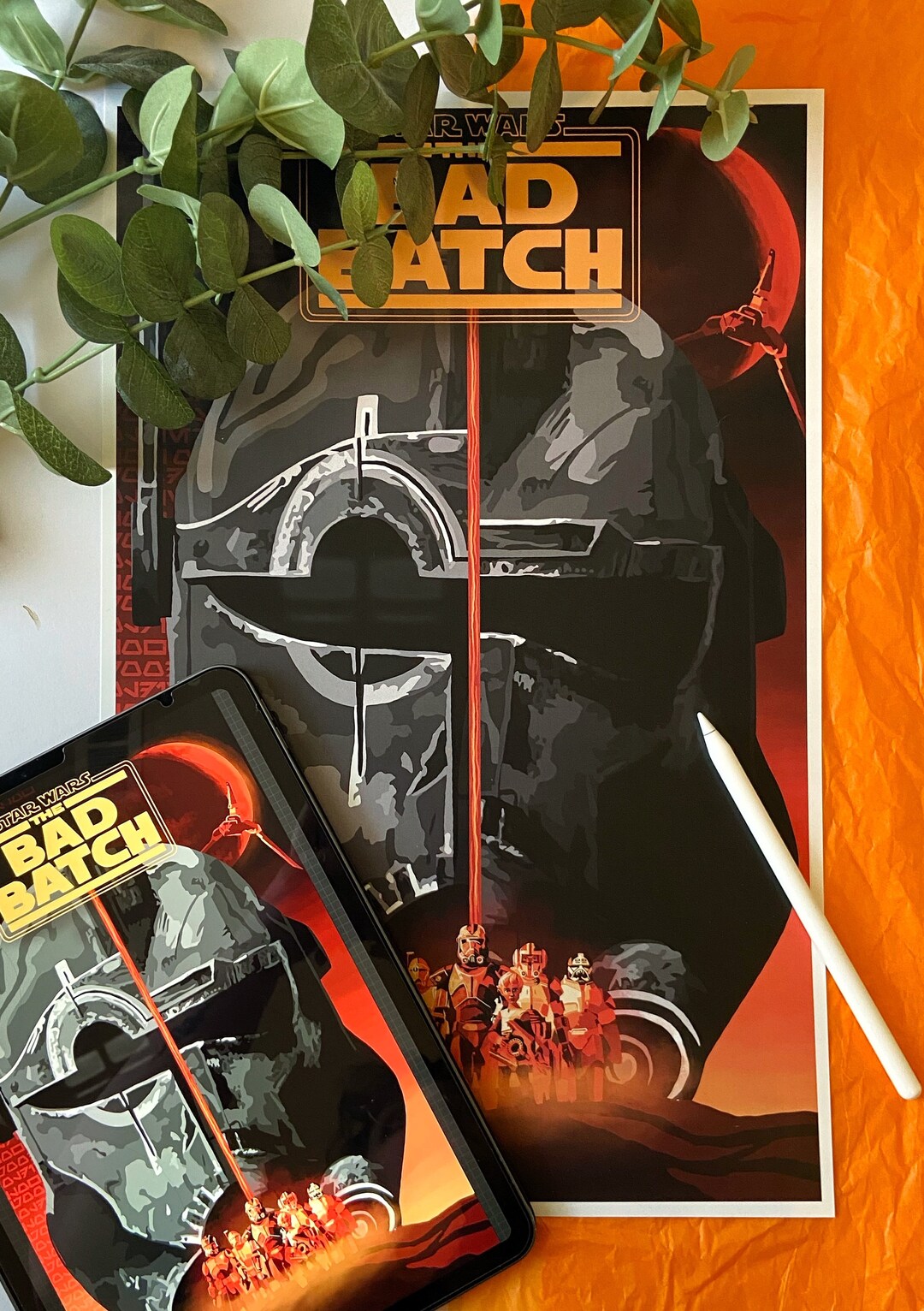 Star Wars Bad Batch Poster Hunter, Omega, Crosshair Art Print Wrecker ...