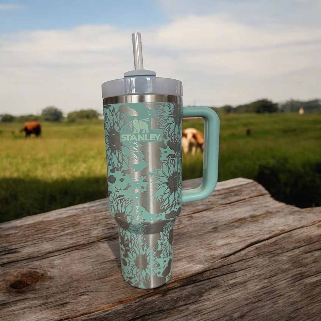 Eucalyptus, 40oz Quencher H2.0, Sunflower Cow Print, Full Wrap ...
