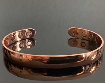 Solid Copper Magnetic Bangle Bracelet With Ball Cuff COPBR01 | Etsy